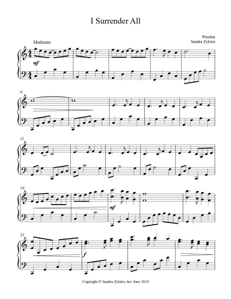 I Surrender All -Intermediate Piano Solo - Sheet Music Marketplace
